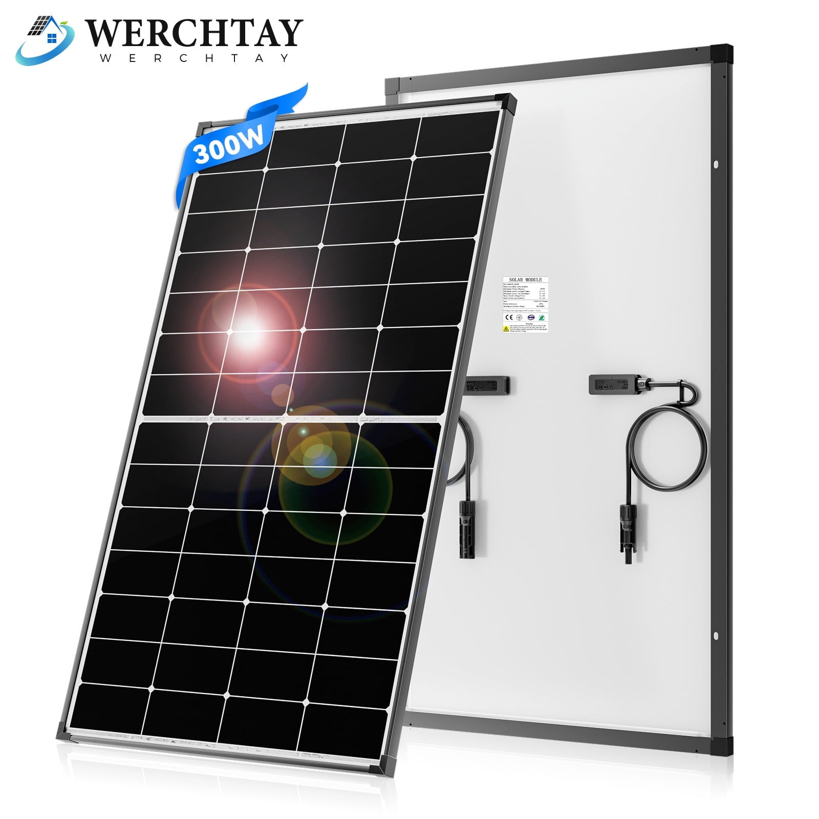 300W 12V Monocrystalline Solar Panel RV Home Camping Off Grid Caravan ...