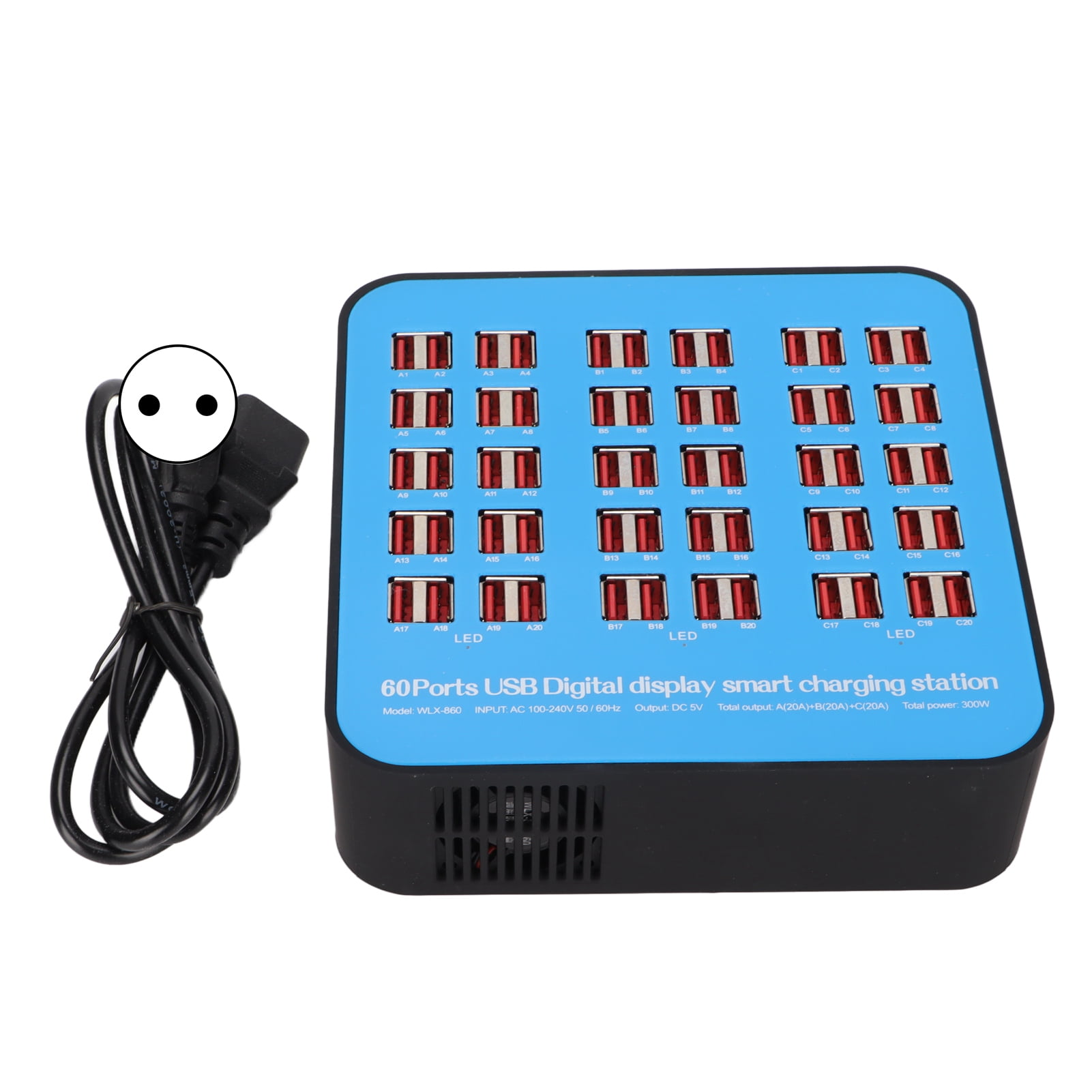 300W 60 Port USB Fast Charging Station Travel Desktop USB Rapid Charger ...