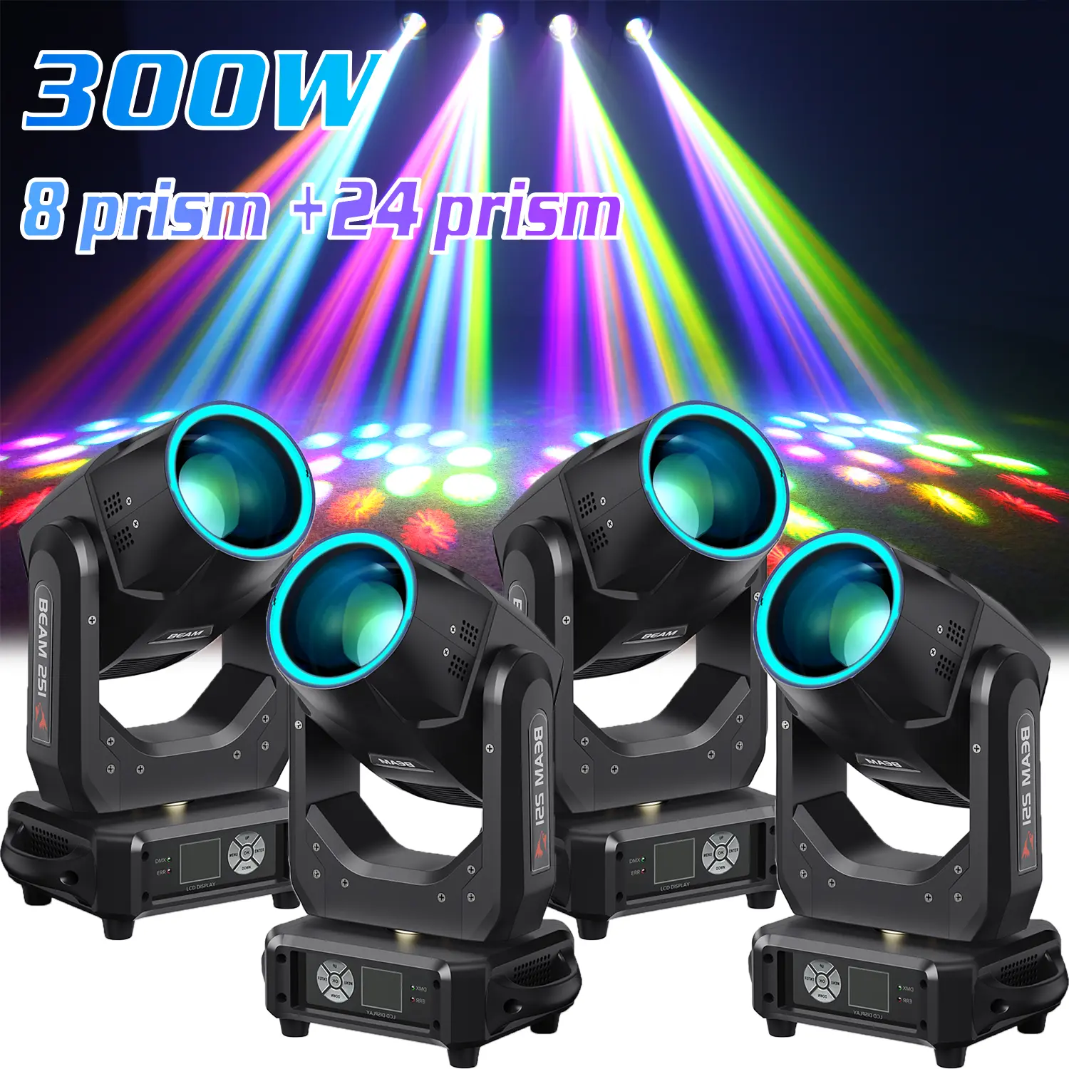 300W 7R Moving Head Stage Lights (8000K) 14 Gobos 14 Colors Beam ...