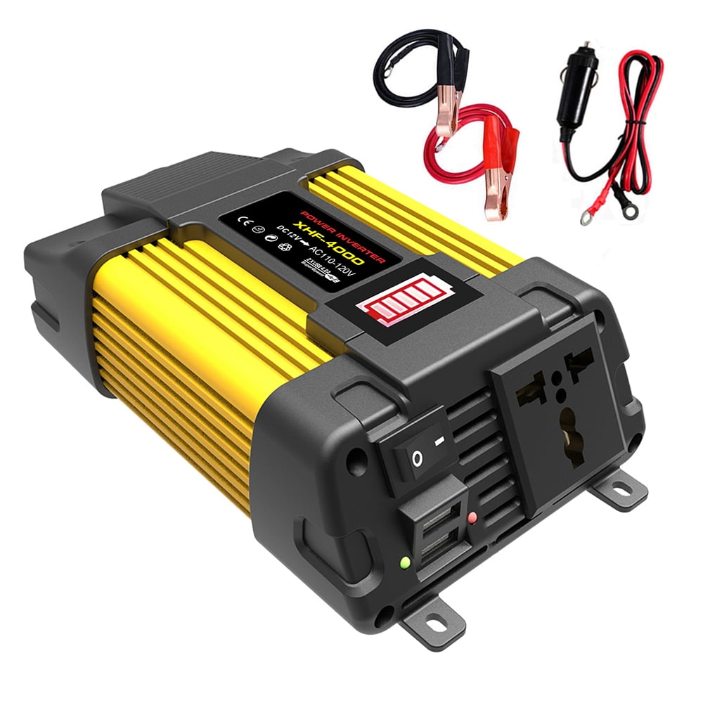 300W Car Power Inverter, 12V to 110V AC Converter with LED Battery ...