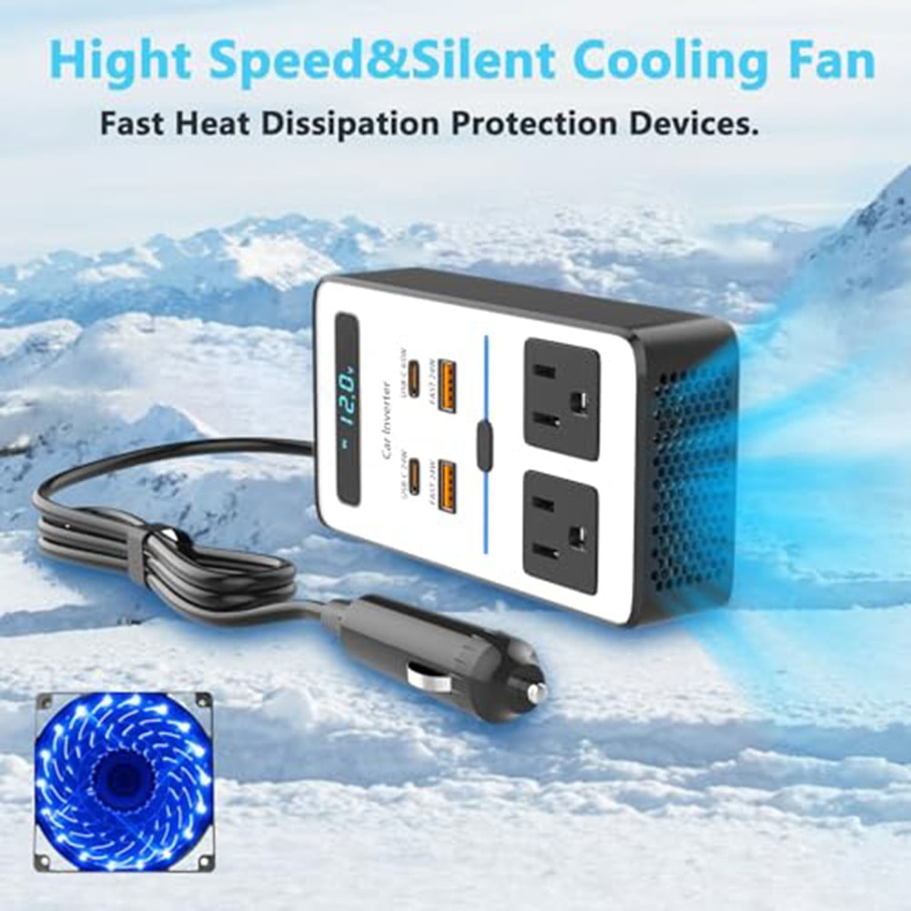 300W Car Power Inverter Dual Dc To Ac Adapter Outlets 65W Usb-C Fast ...