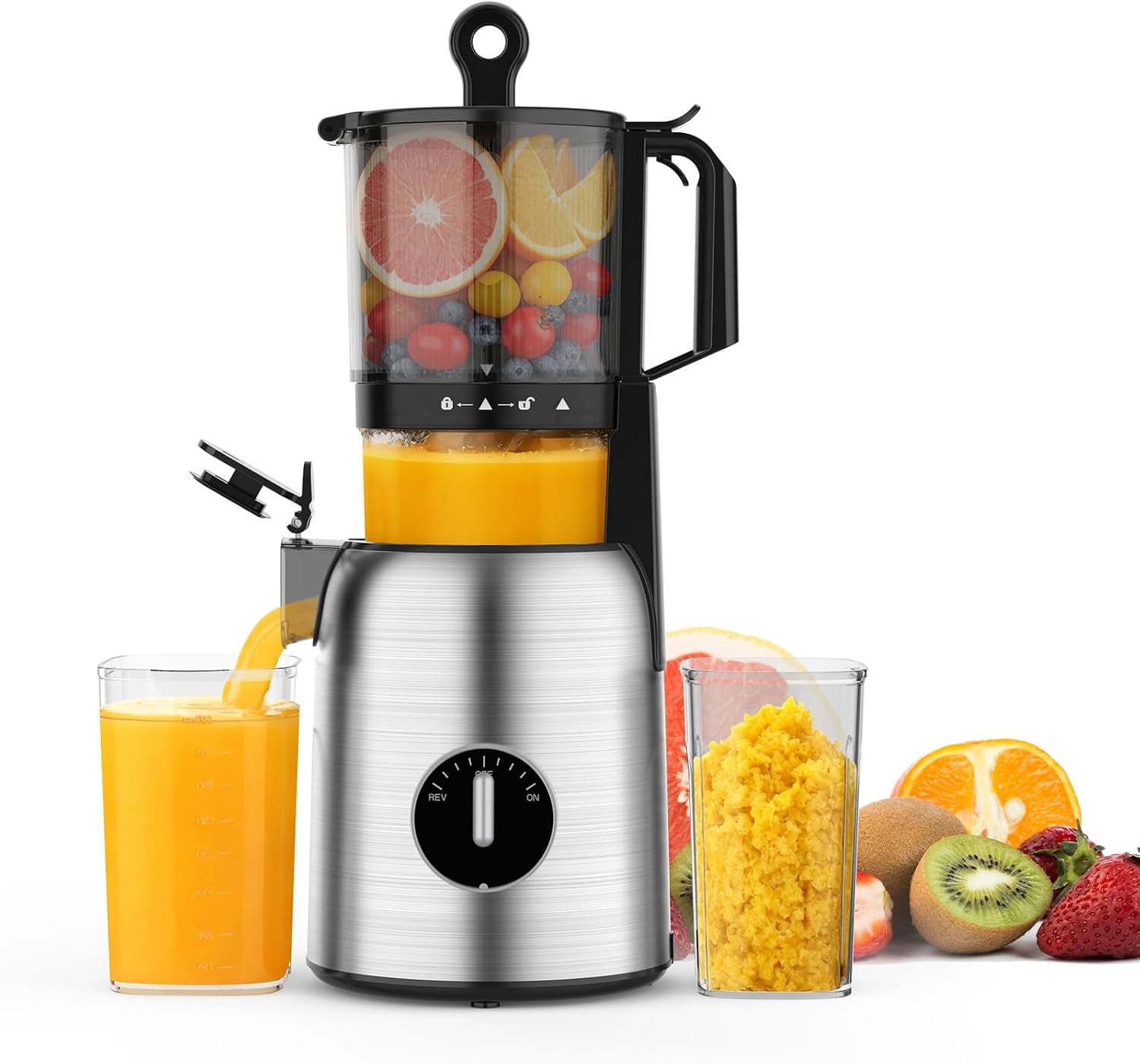 300W Cold Press Juicer, 5.4" Wide Feed Chute, Slow Masticating Juicer ...