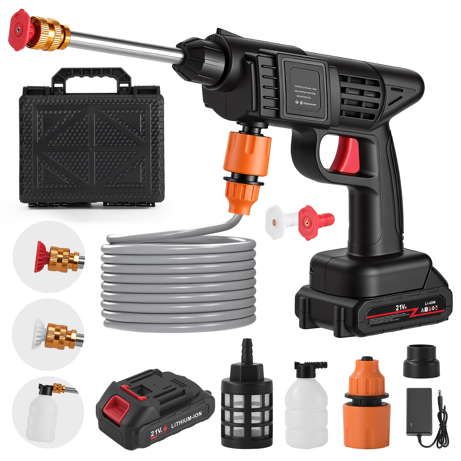 300W Cordless High Pressure Car Wash Gun with 2 Rechargeable Batteries ...