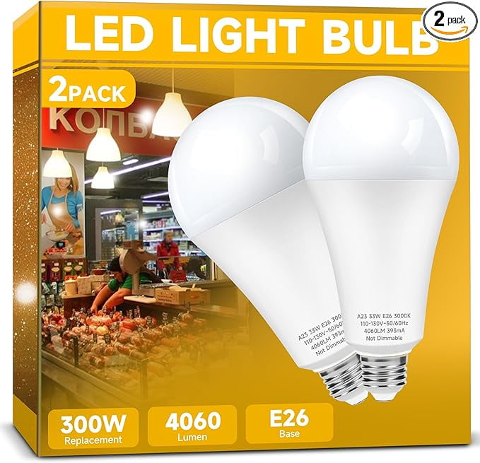 300W Equivalent LED Light Bulb, Super Bright 4060 Lumen Warm White ...