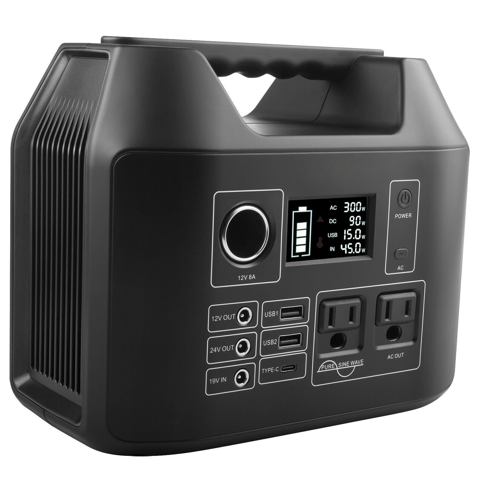 300W Portable Power Station Solar Generator Backup Battery Source Power ...