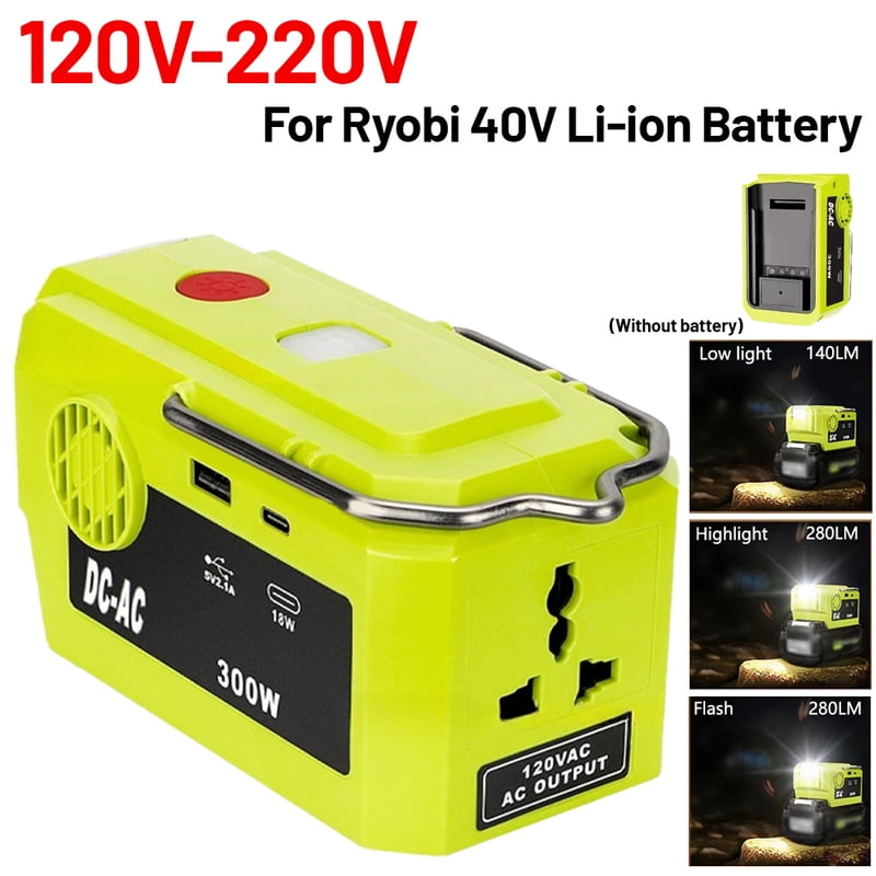 300W Power Inverter for Ryobi 40V Battery DC 40V to AC 120V 220V Power ...