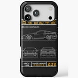 300ZX Z32 blueprint technical drawing iPhone Case 17 11 12 13 14 15 16 ...