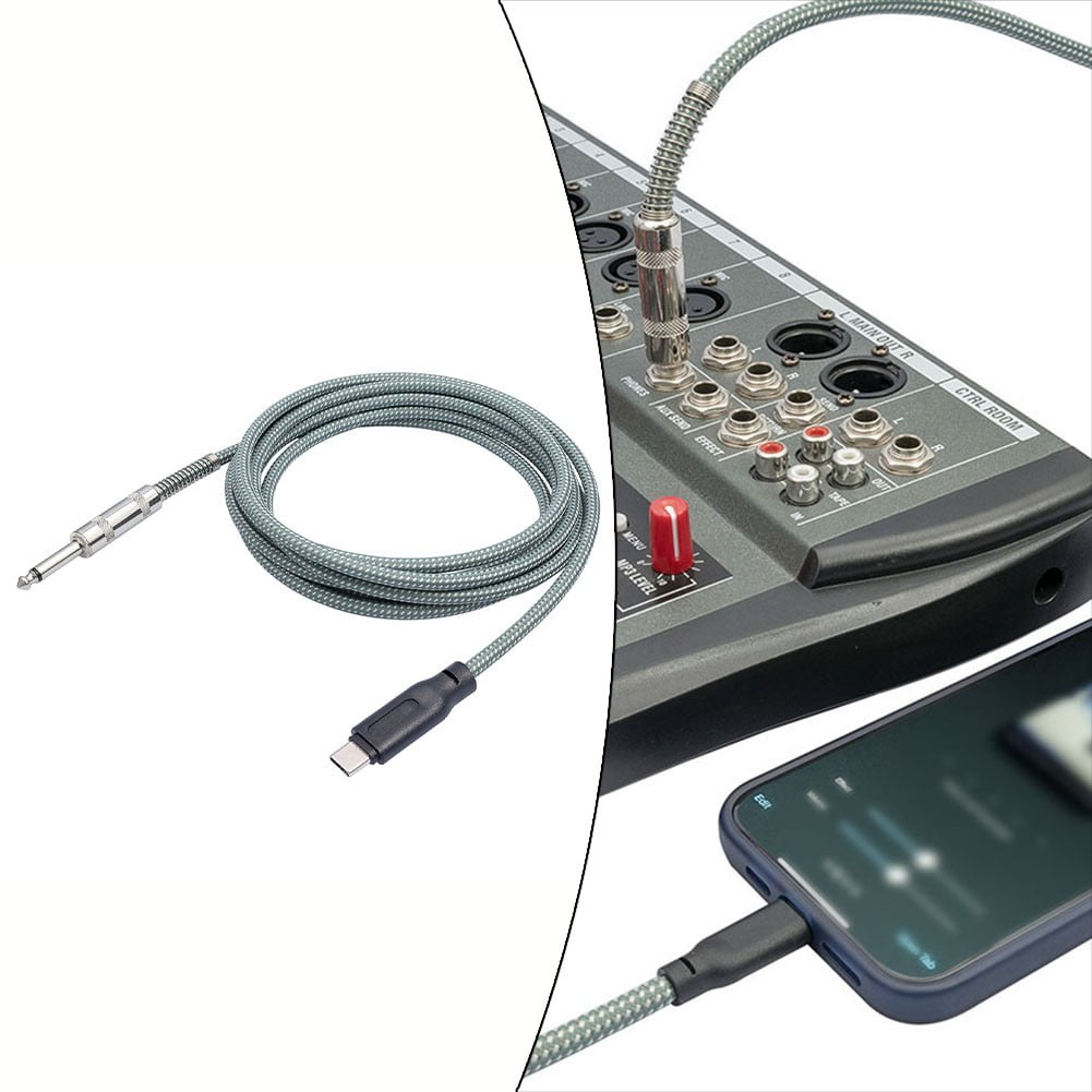 300cm USB Type C To 6.35mm 1/4 Inch TS Guitar Audio Cable Microphone ...