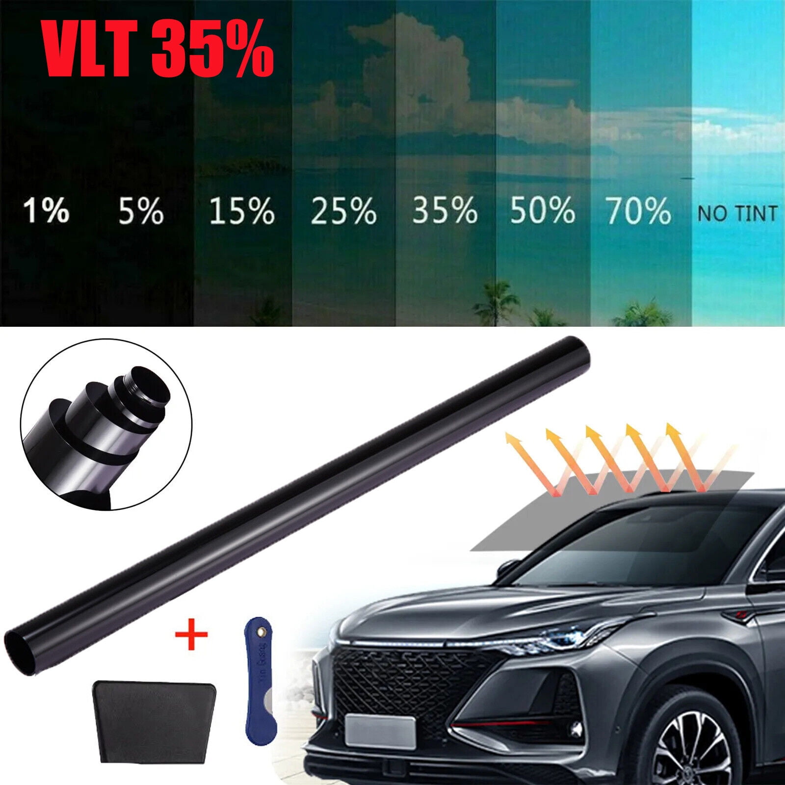 300cm x 50cm Uncut Roll Window Tint Film 35% VLT Feet Car Home Office ...