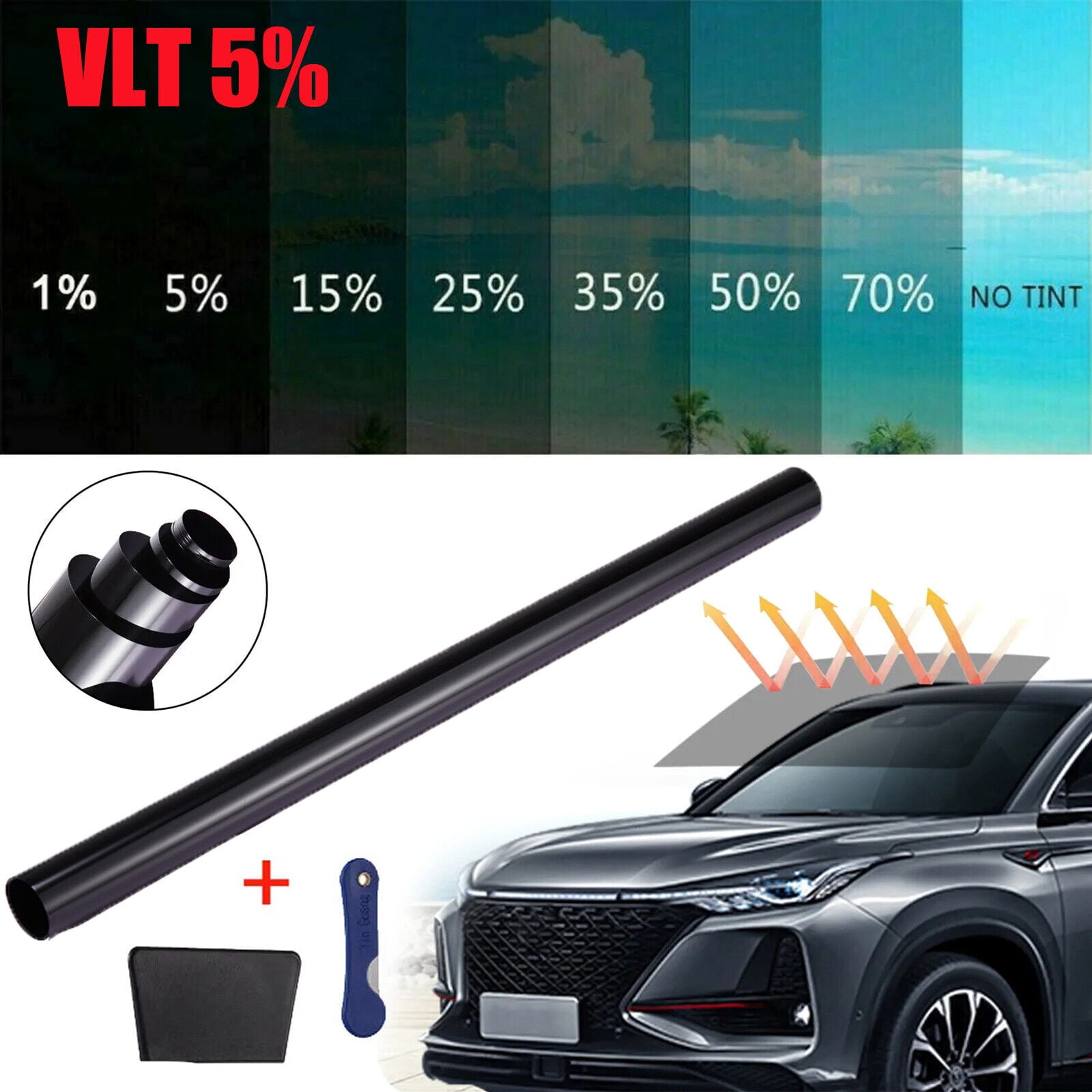 300cm x 50cm Uncut Roll Window Tint Film 5% VLT Feet Car Home Office ...