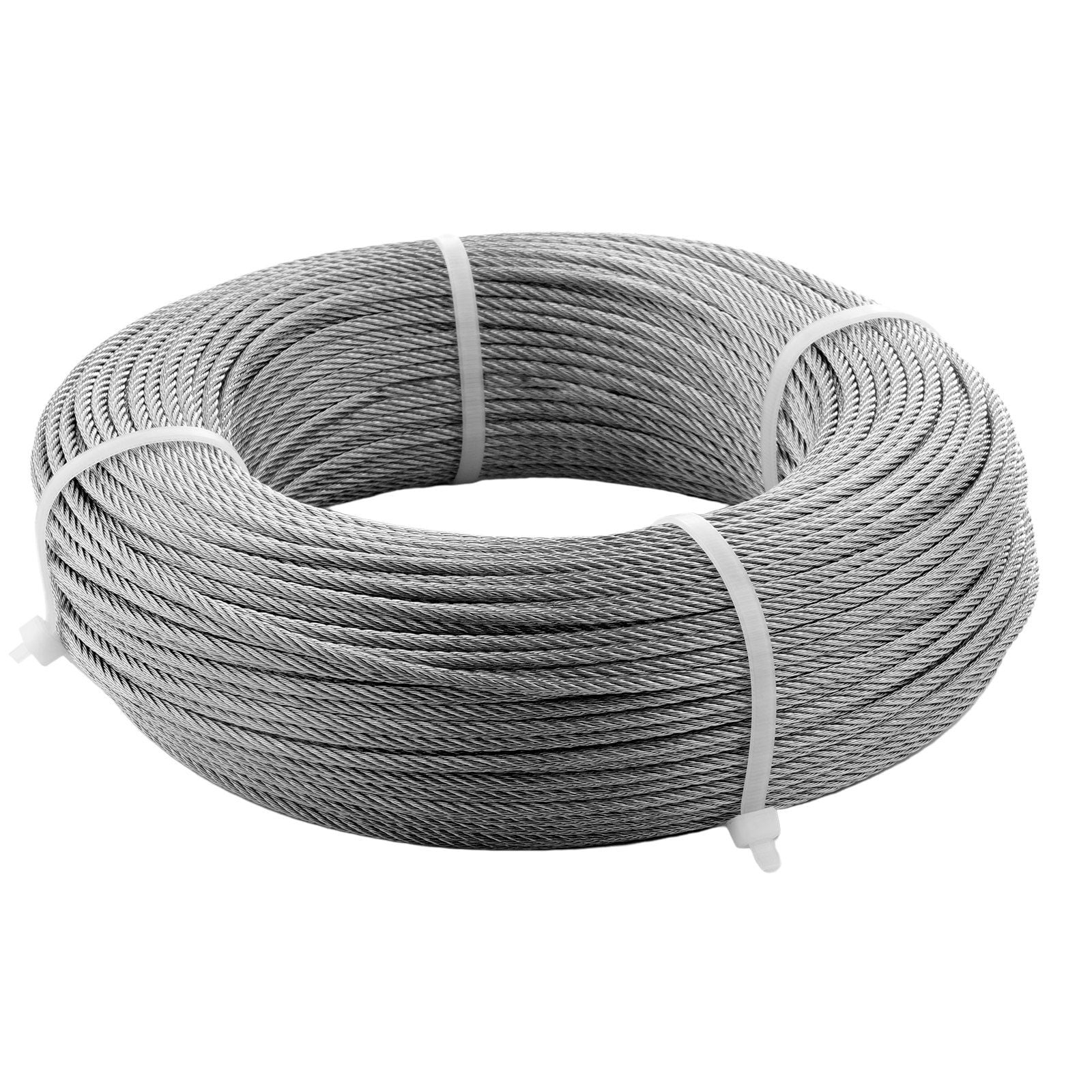 300ft 1/8" Stainless Steel Wire Rope, T316 Aircraft Cable with Cutter, 7x7 Construction for Deck ...