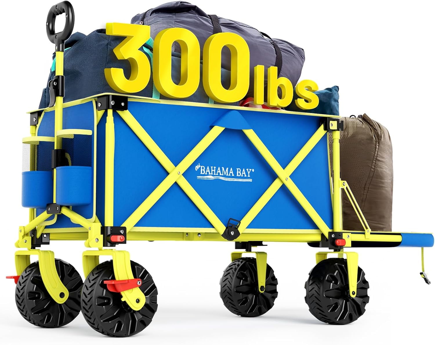 300lbs Extra Long 49" L Beach Wagon with Big Wheels with Brake for Sand ...