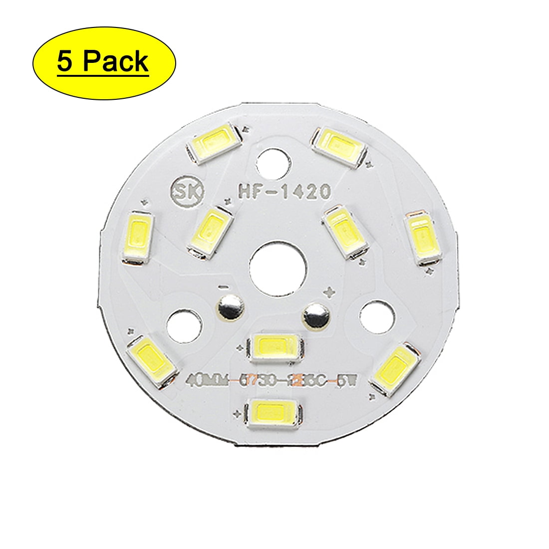 300mA 5W 10 LEDs 5730 Chip Aluminum Board Pure White 40mm Dia 5pcs ...