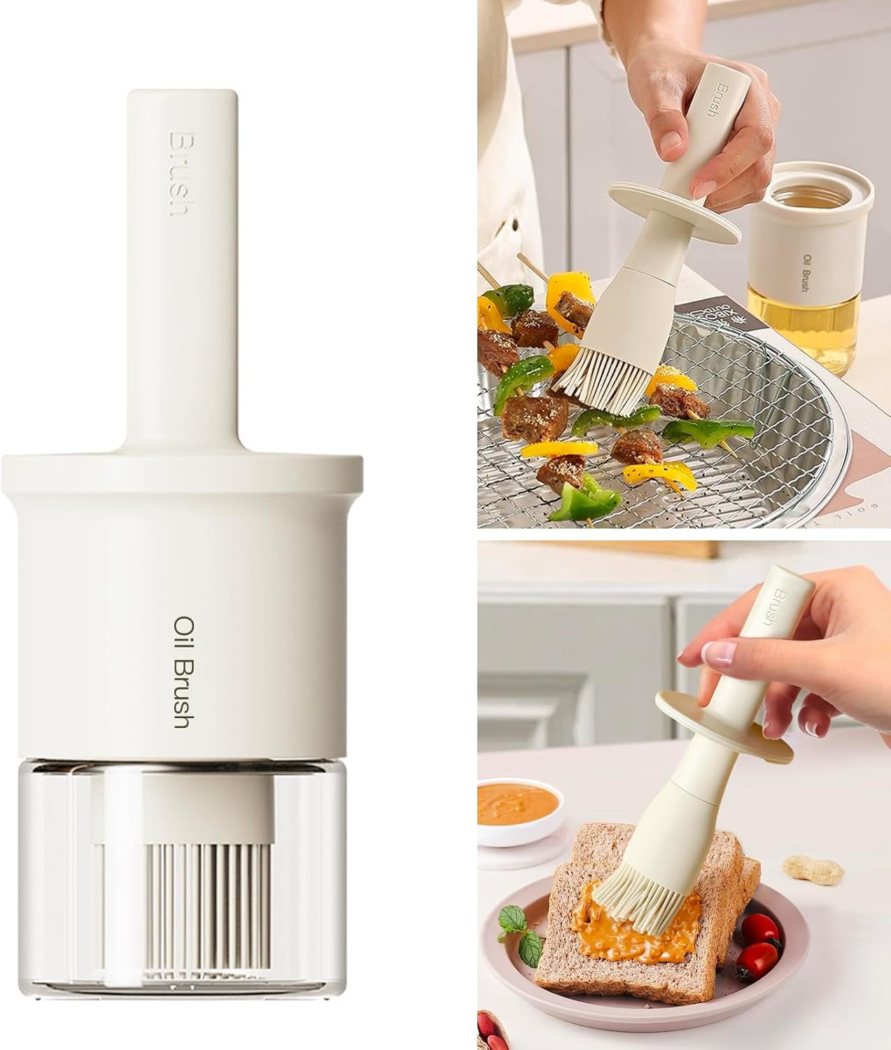 300ml /10oz Oil Dispenser with Brush - Glass Oil Bottle for Kitchen ...