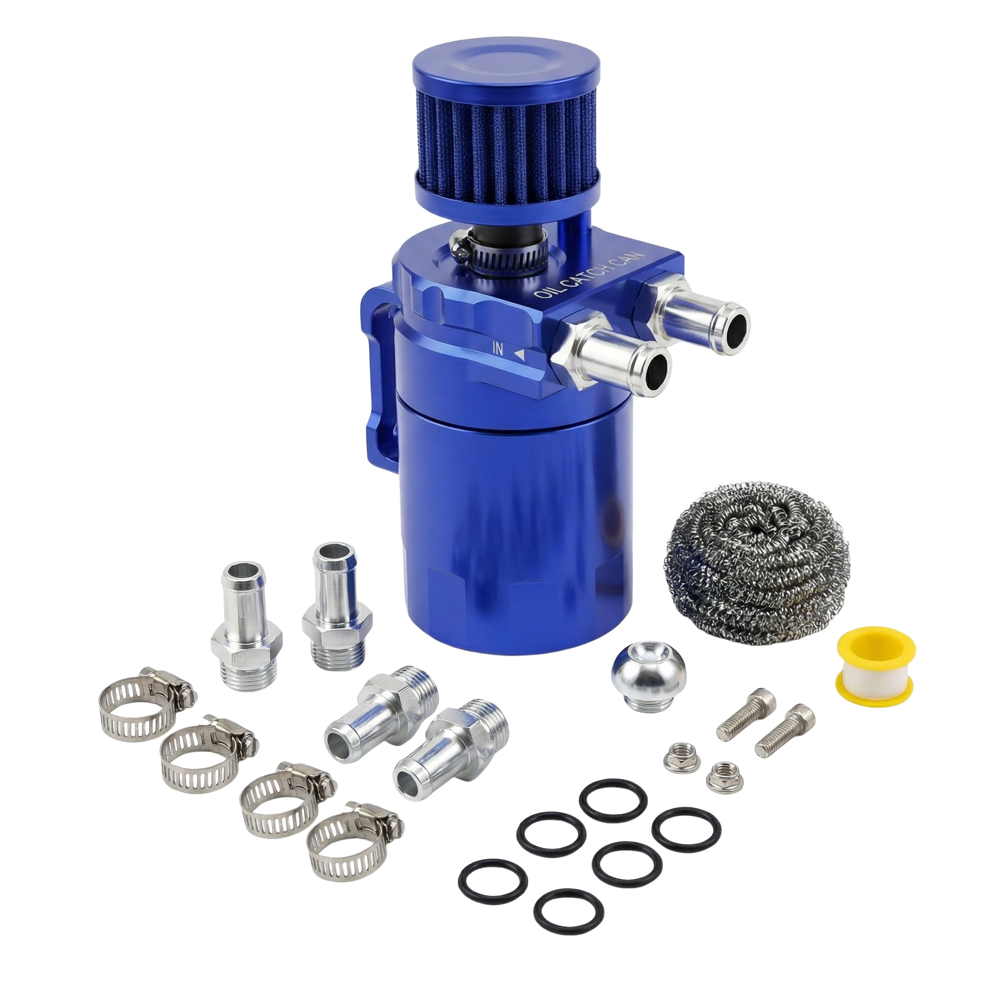 300ml (10oz) Universal Baffled Car Oil Catch Can Kit Reservoir Tank ...