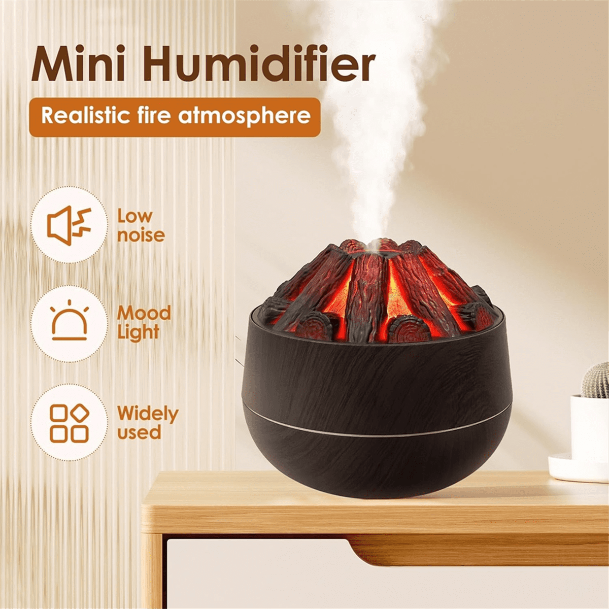 300ml Bonfire Humidifier USB Noiseless Flame Essential Diffuser Auto ...