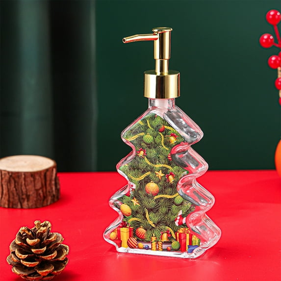 300ml Christmas Soap Dispenser Glass Bottle with Gift Box Pattern ...