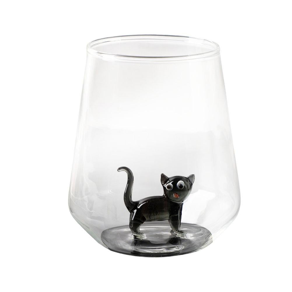 300ml Glass Cat Shape Cup, Cute Animal Mug for Water Juice Milk, Gift ...