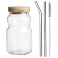 300ml Glass Mug Features Striped Pattern Heat Resistant For Daily ...