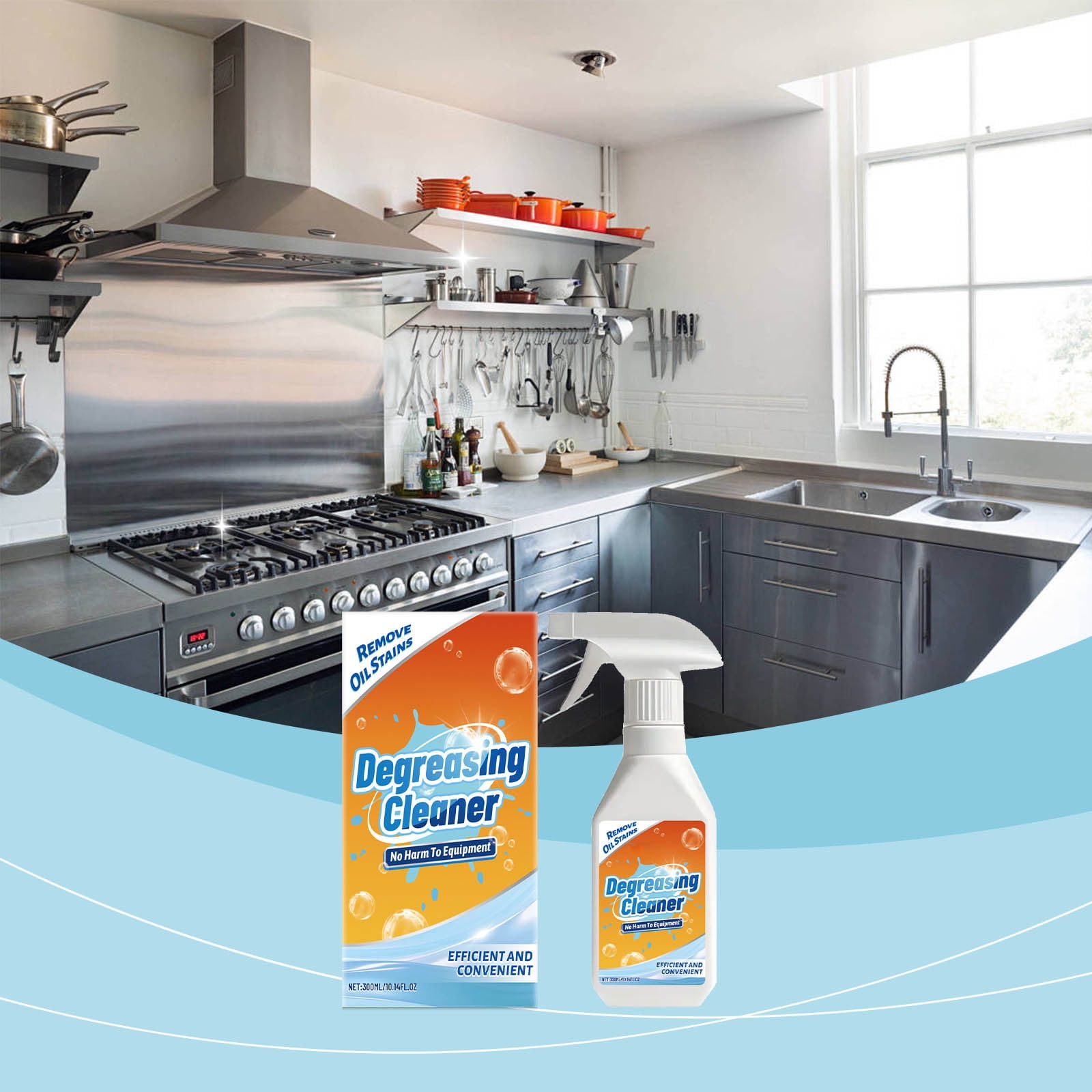 300ml Heavy-Duty Kitchen Degreaser Spray, Powerful Oil Stain Cleaner ...