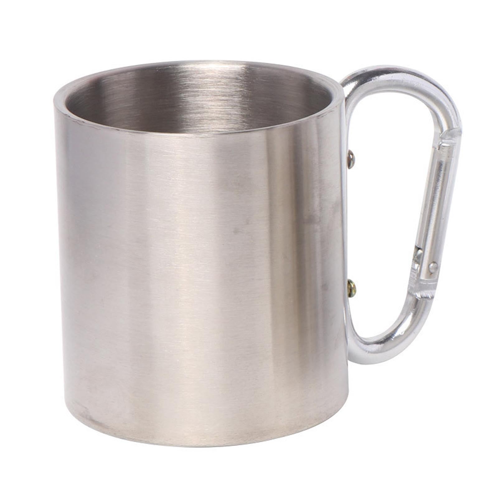 300ml Outdoor Camping Coffee Cup Carabiner Cup Stainless Steel Double ...