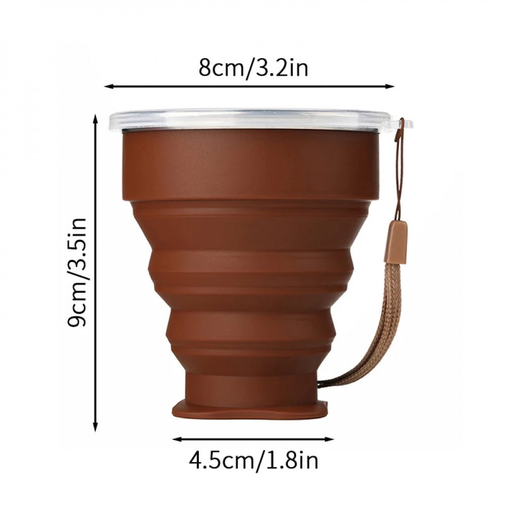 300ml Outdoor Silicone Folding Cup with Lid Camping Gadgets Supplies ...