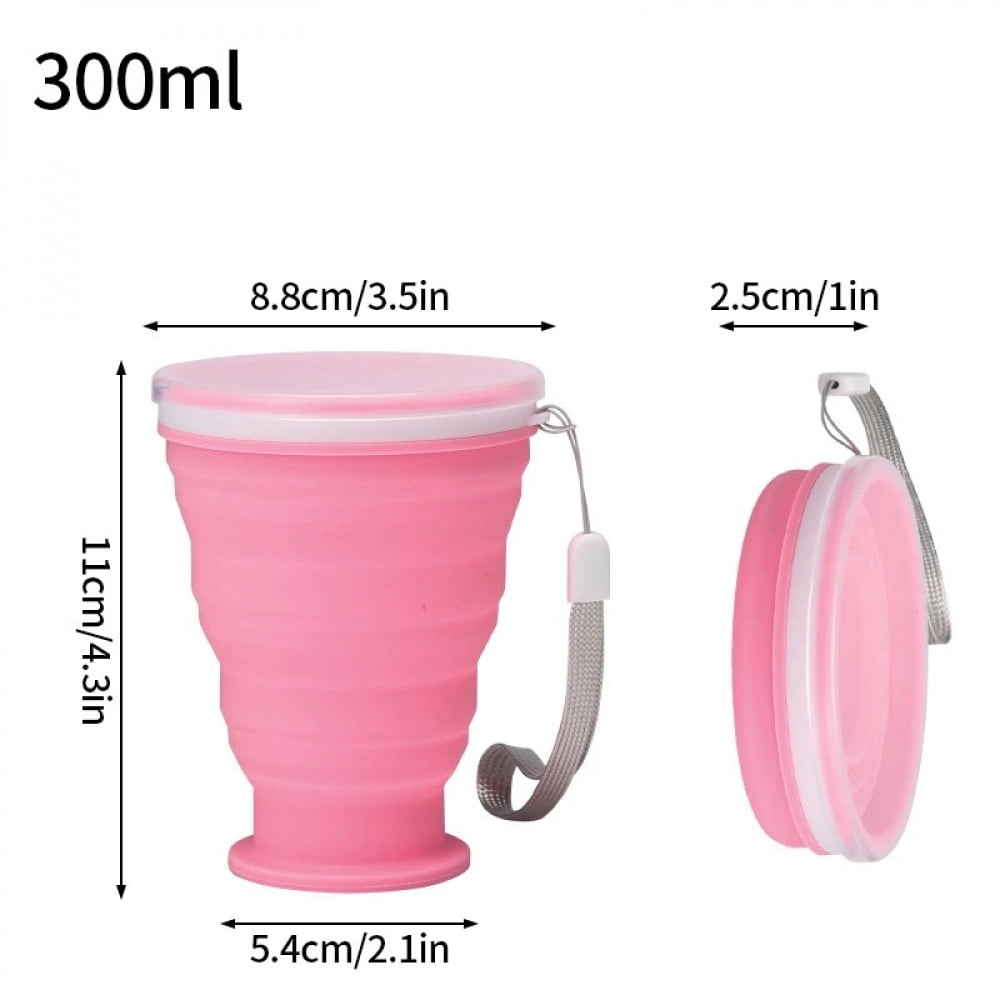 300ml Outdoor Silicone Folding Cup with Lid Camping Gadgets Supplies ...