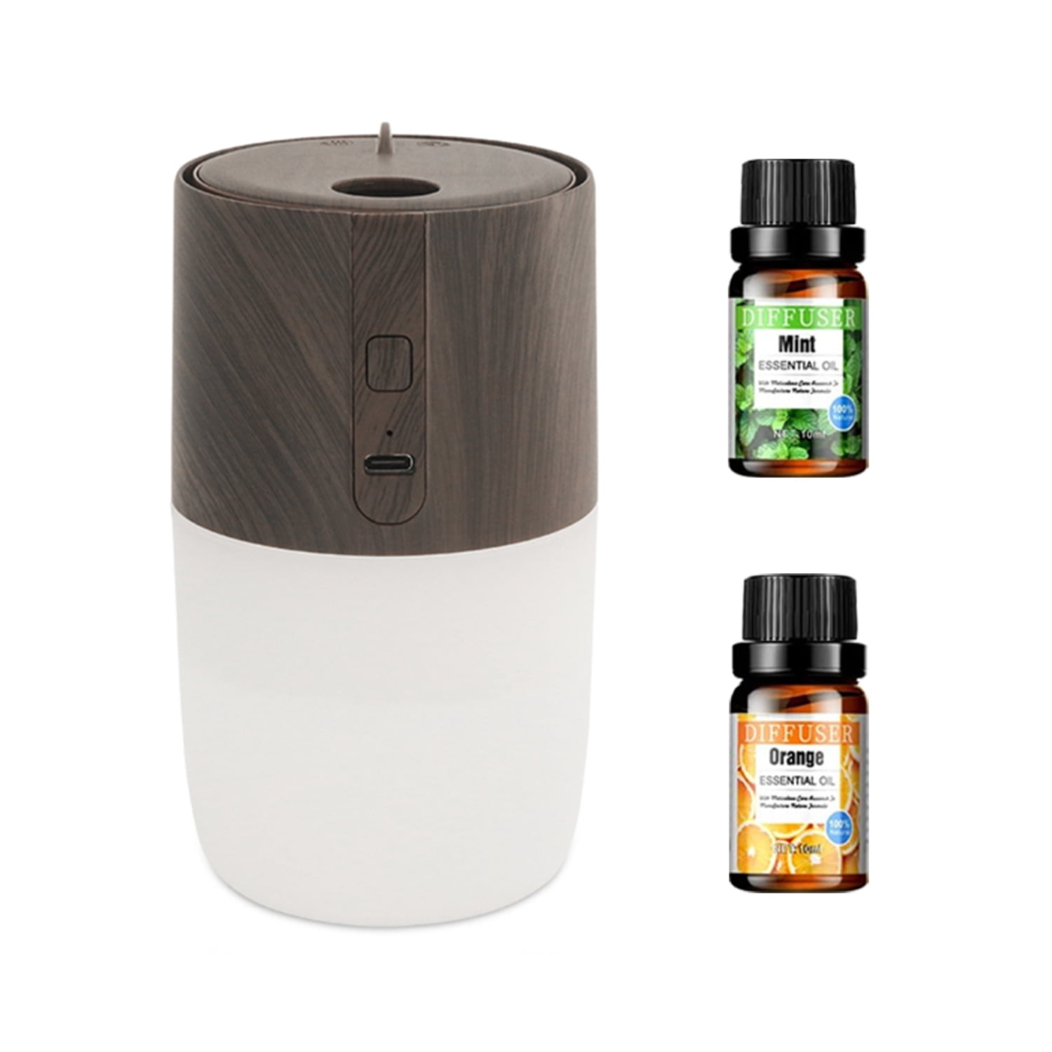 300ml Wood Grain Ultrasonic Diffuser with 7-Color LED Air Purifier ...