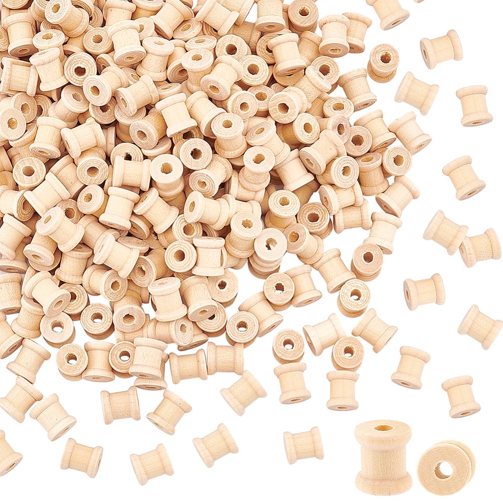300pc 300PCS Wooden Spools 1/2 x 1/2 Inch Mini Unfinished Wooden Spools ...