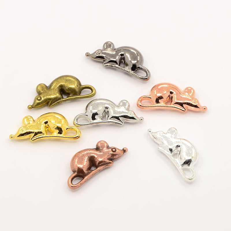 300pc Alloy Animal Mouse Rat Charms Pendants Mixed Color 18x8x3mm Hole ...