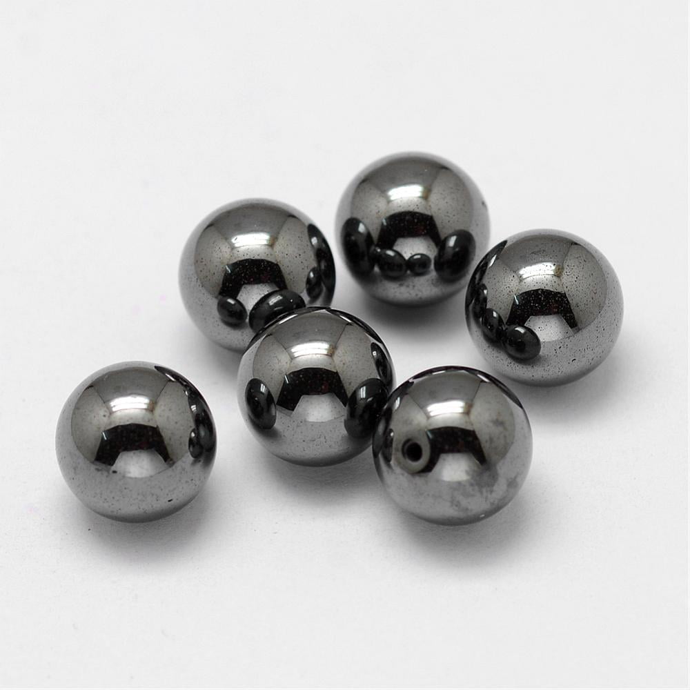 300pc Non-magnetic Hematite Beads Half Drilled Round 4mm Hole: 1mm ...