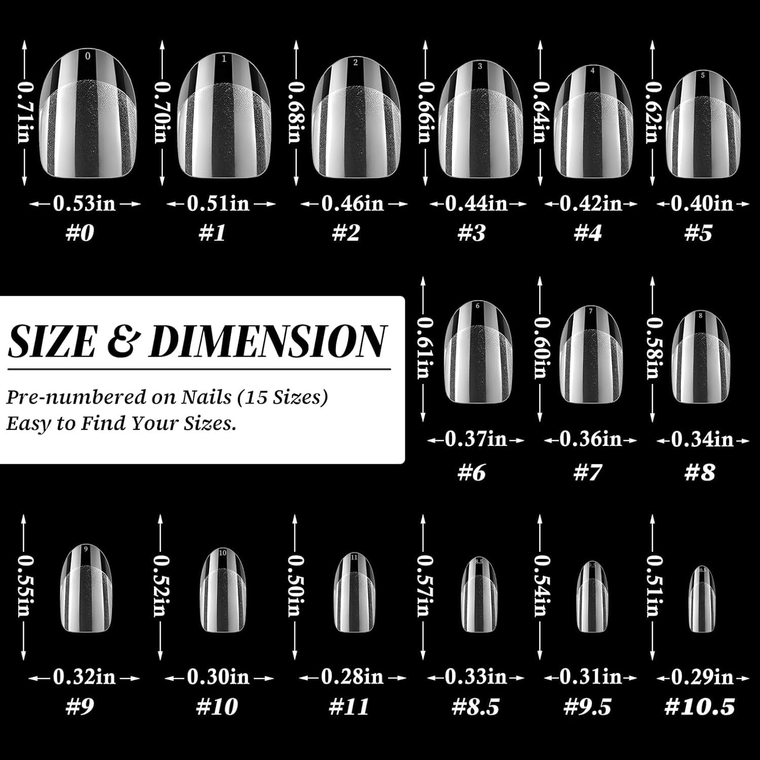 300pc Oval Gel Nail Tips Short Fake Nails Clear Press On Nail Short ...