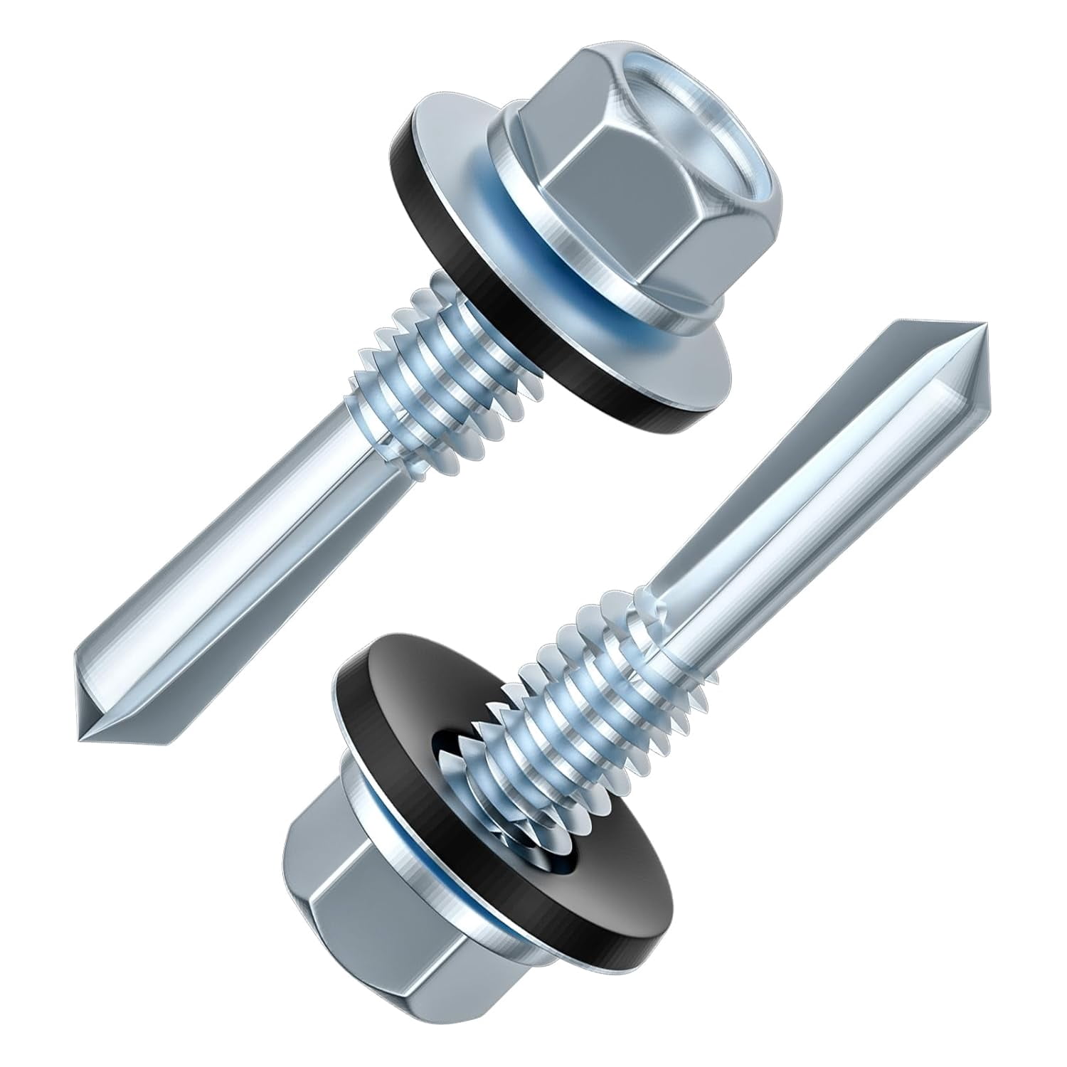 (300pcs) #12X1 Extended Hexagonal self-Tapping zinc-Plated Screws with ...