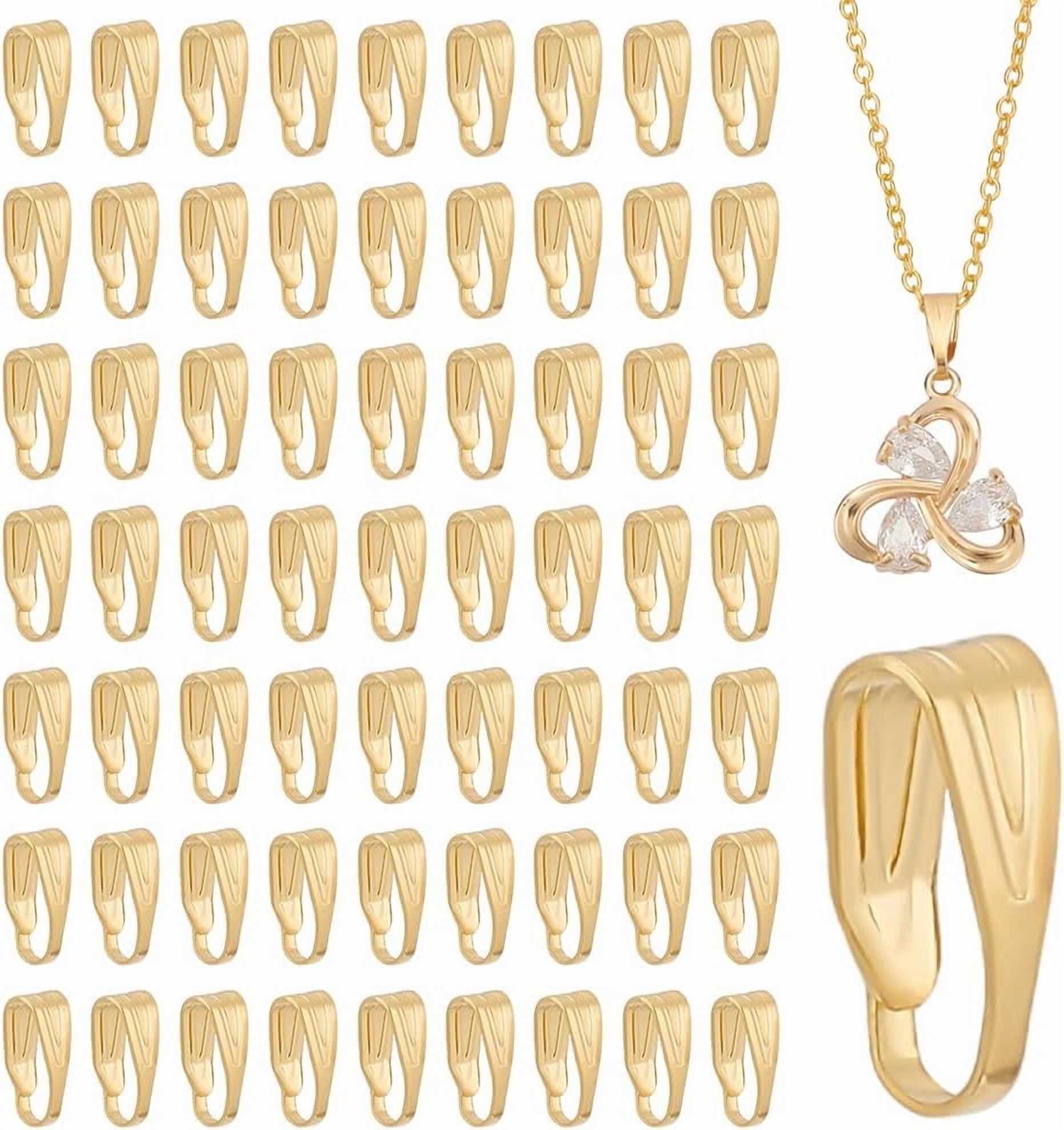 300pcs 14K Gold Plated Pendant Clasp Snap On Bails Charms Clip Hook ...