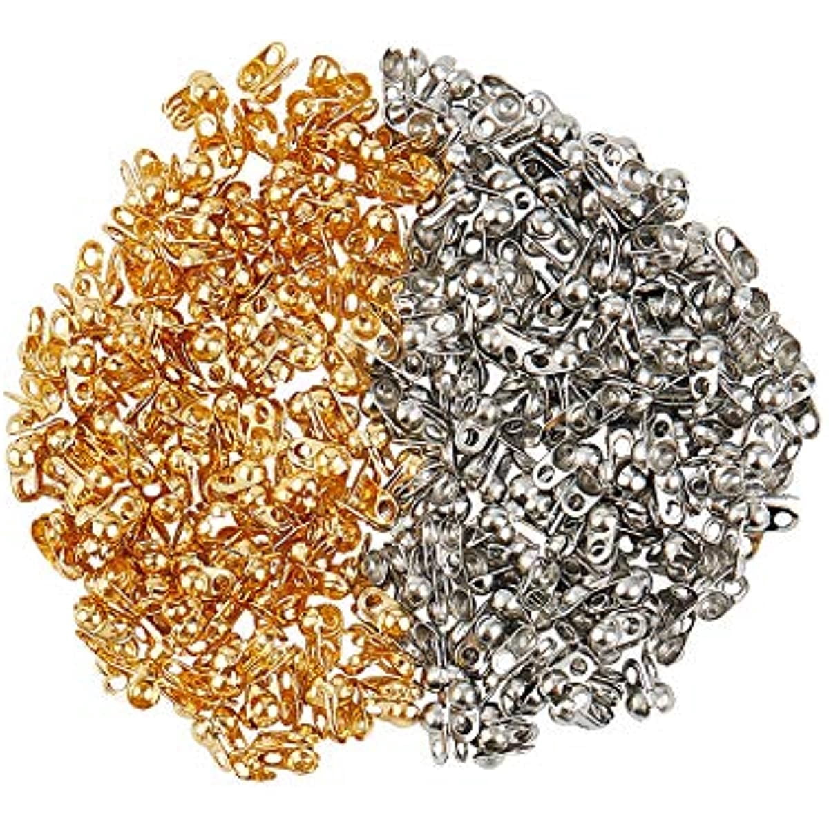 300pcs 2 Colors Bead Tips Stainless Steel Calotte Ends Open Clamshell ...