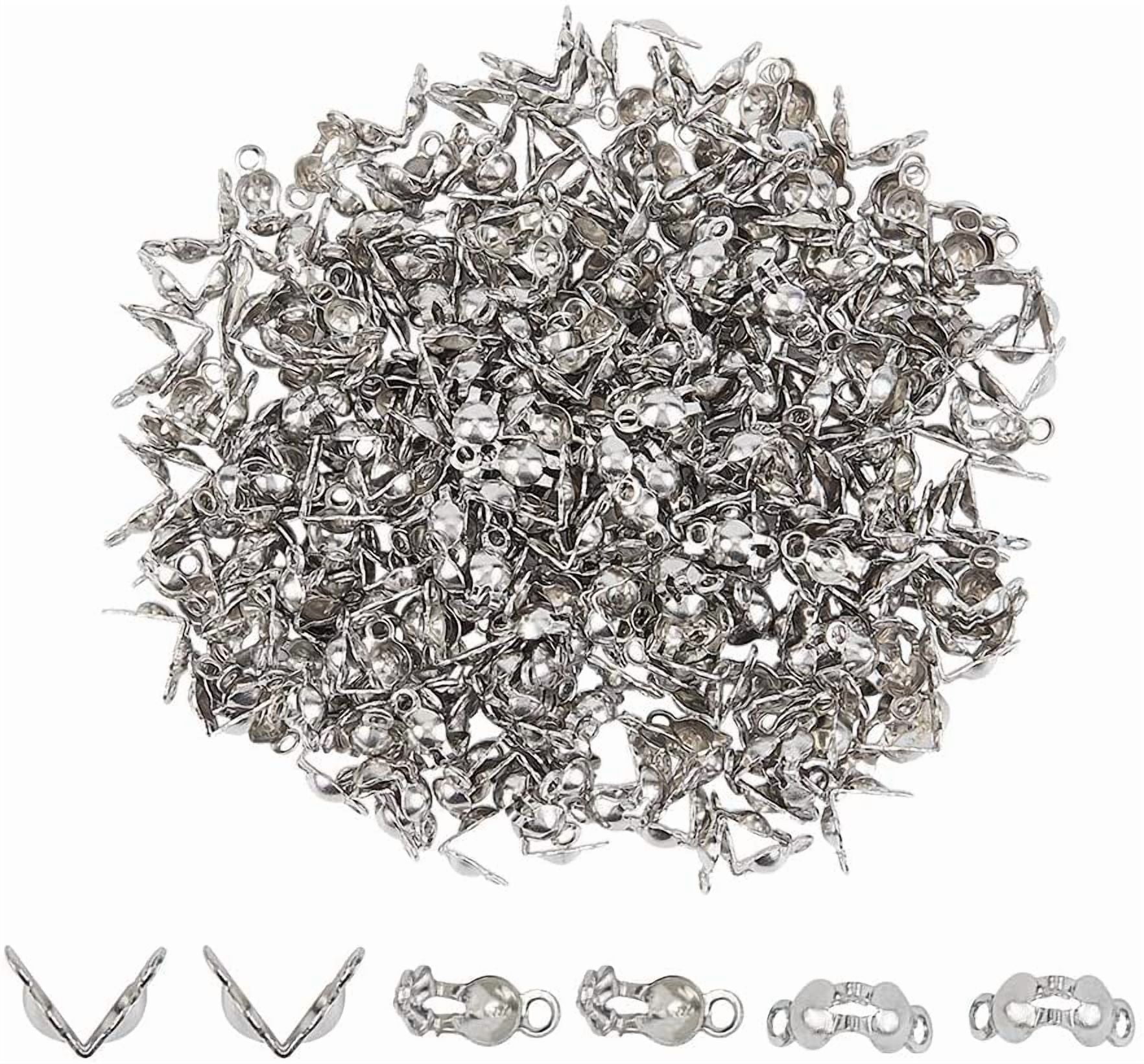 300pcs 304 Stainless Steel Calotte Ends Bead Tips Open Clamshell Knot ...