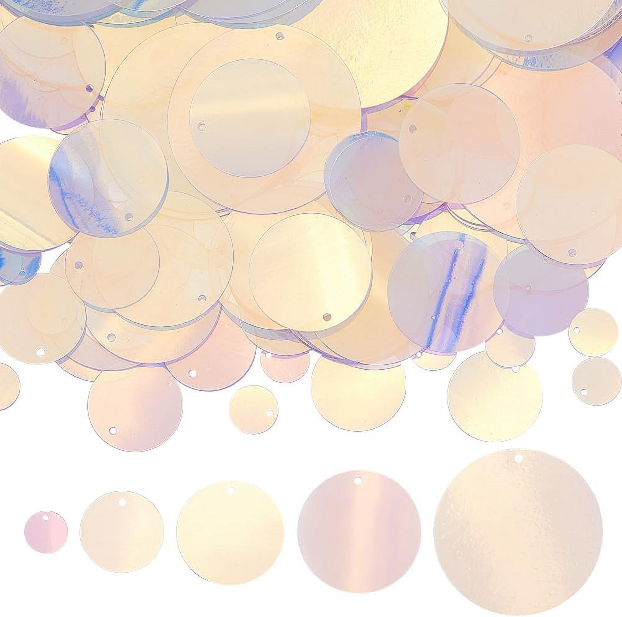 300pcs 5 Styles Iridescent PVC Paillette/Sequins Pendants Flat Round ...