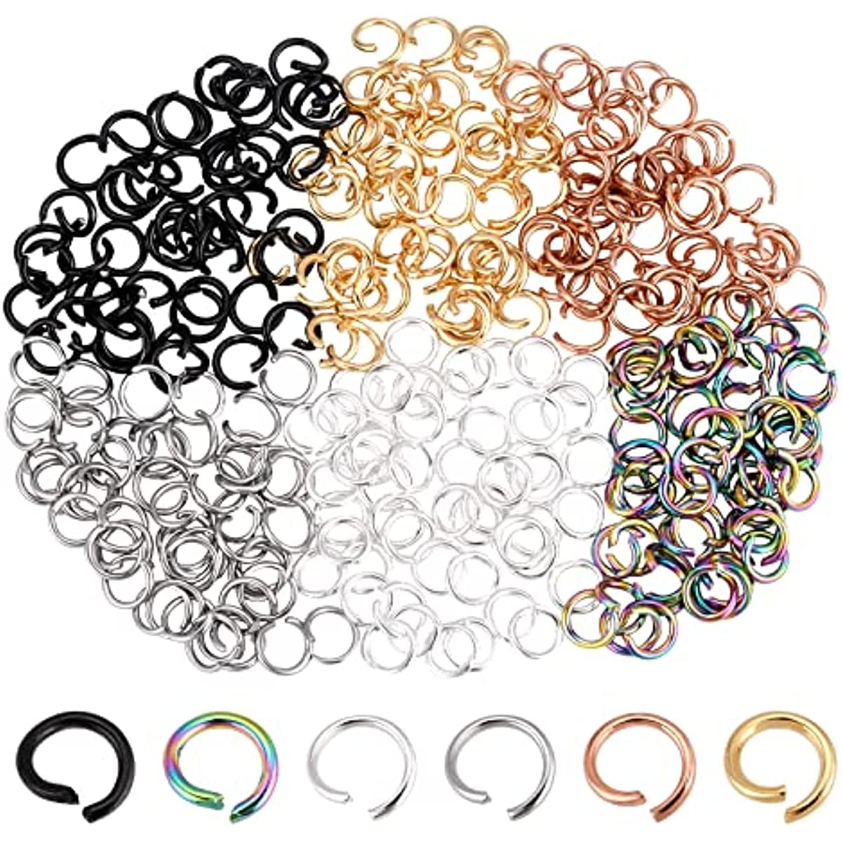300pcs 6 Colors 5mm 304 Stainless Steel Open Jump Rings Mixed Colors ...