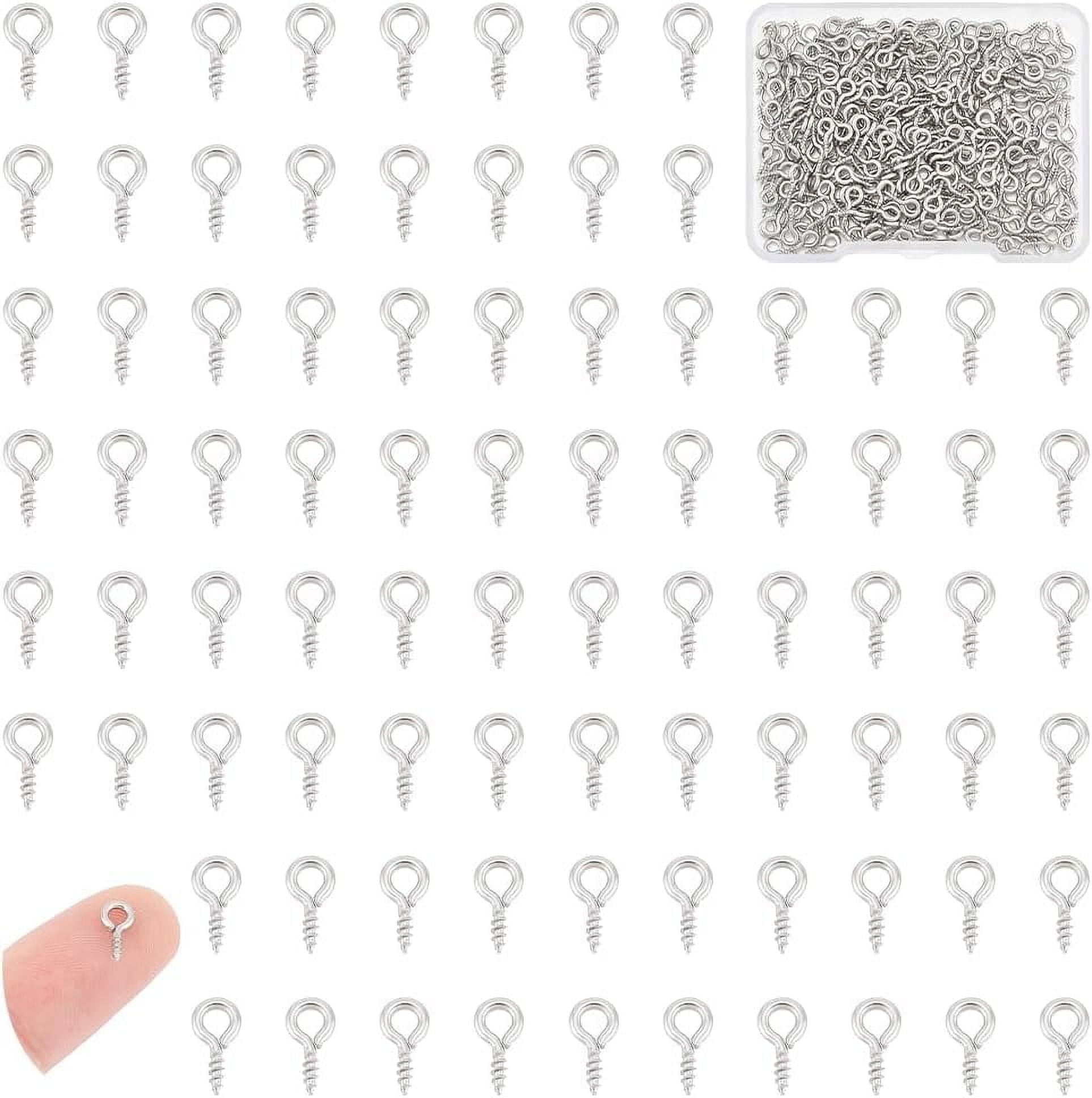 300pcs 8x4mm Stainless Steel Screw Eye Pin Peg Bails Small Screw Eye ...