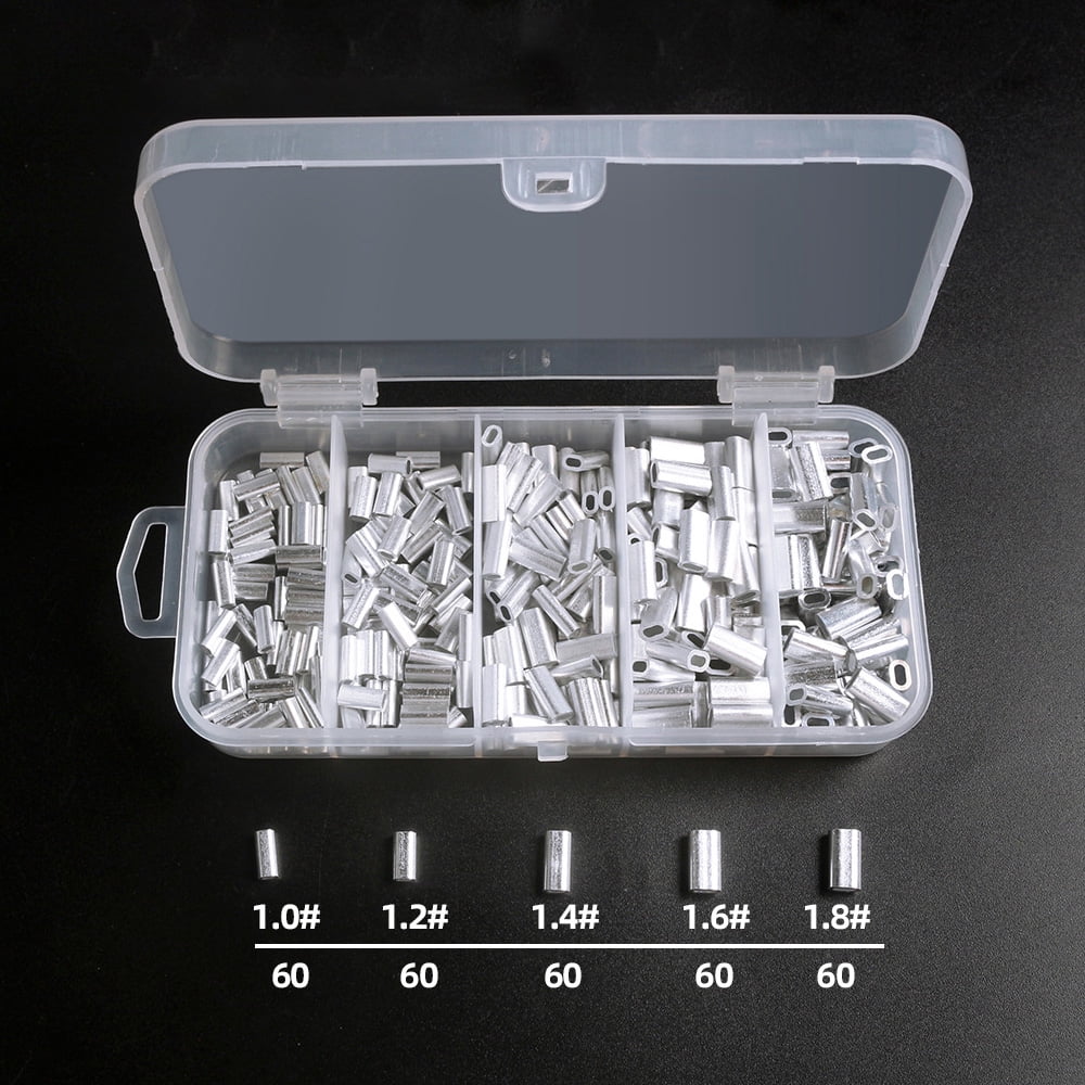 300pcs Aluminum Crimp Sleeves Connector Kit 5 Sizes Double Barrel Crimp ...