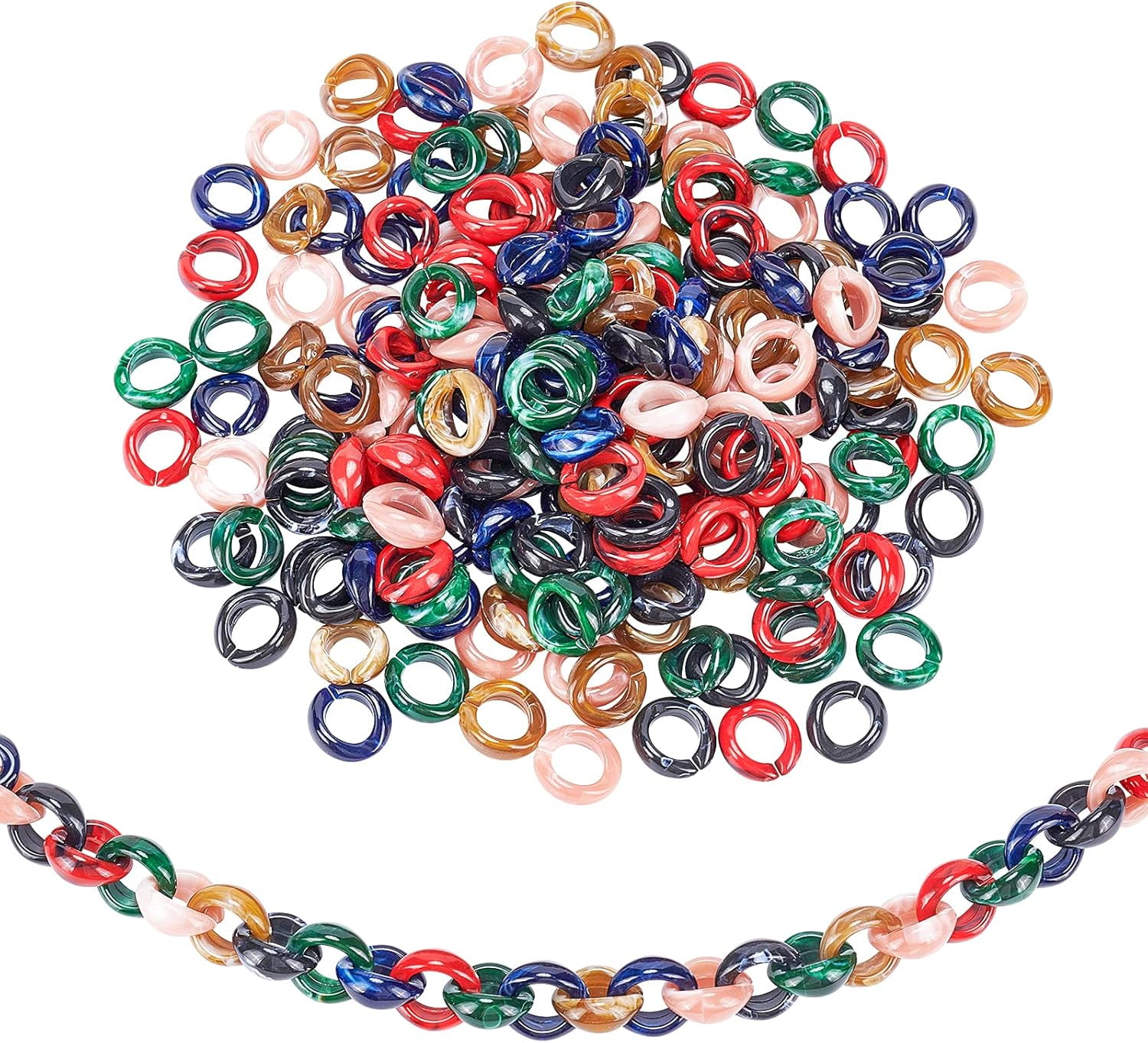300pcs Bag Linking Rings 6 Color Dark Series Quick Link Connectors Curb ...