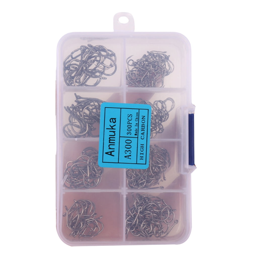 300pcs Barbed Fish Hook With Eye Carbon Steel Eyed Sea Fish Hook for ...