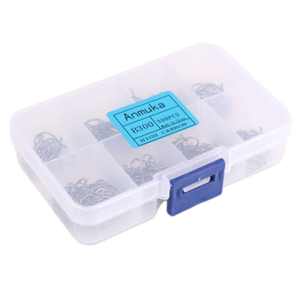 300pcs Barbed Fish Hook With Eye Carbon Steel Eyed Sea Fish Hook for ...