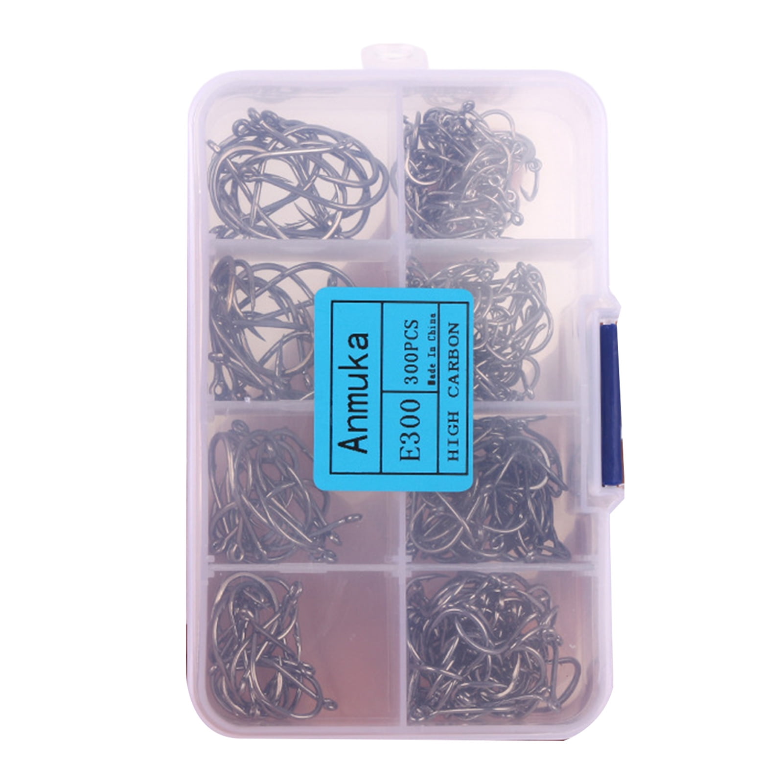 300pcs Barbed Fish Hook With Eye Carbon Steel Eyed Sea Fish Hook for ...