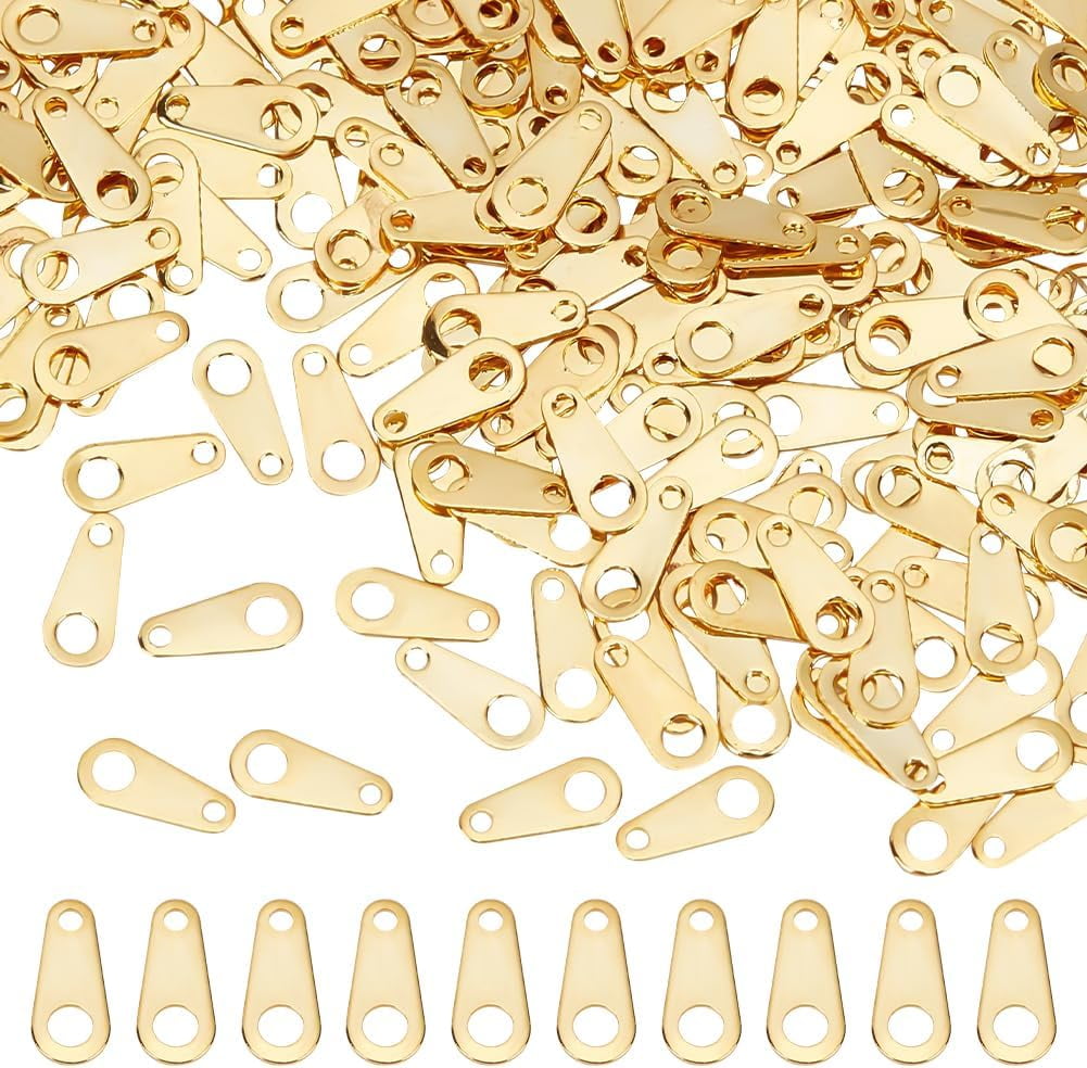 300pcs Brass Chain Tabs Chain Extender Connectors Teardrop Real 18K ...