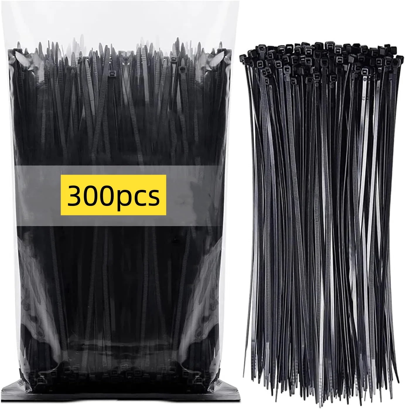 300pcs Cable tie, black, available in multiple sizes, 8+6+4 inches ...