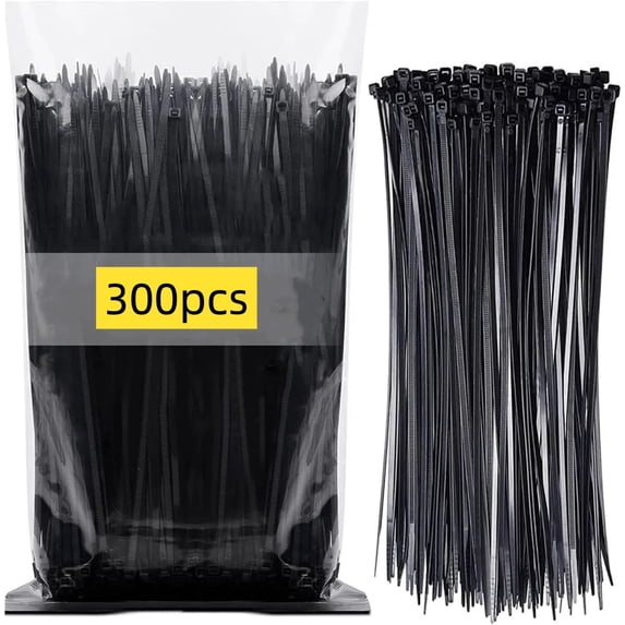 300pcs Cable tie, black, available in multiple sizes, 8+6+4 inches ...