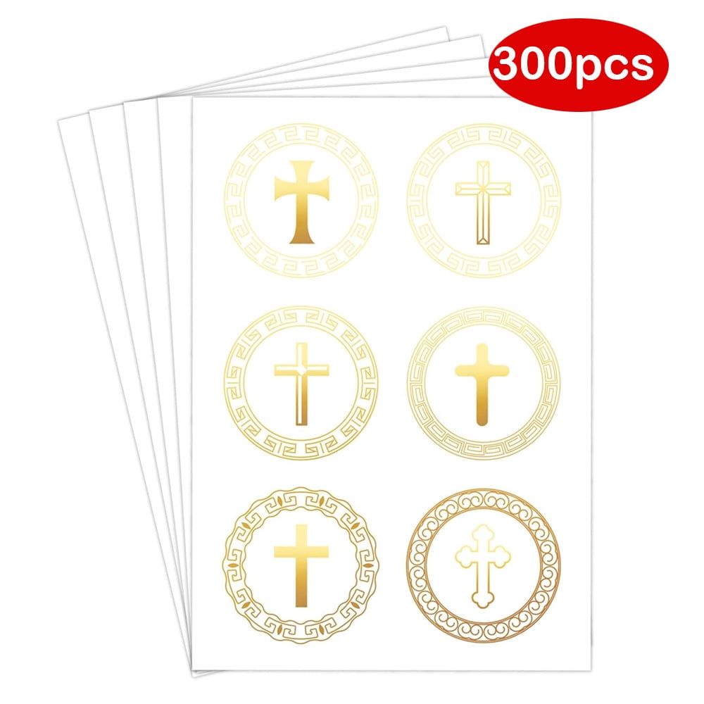 300pcs Christian Cross Stickers Gold Foil Cross Stickers Religious ...