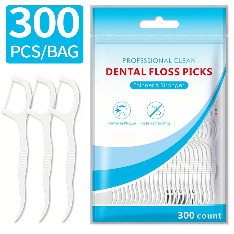 300pcs Dental Floss Sticks Disposable Dental Floss Sticks Cleaning ...