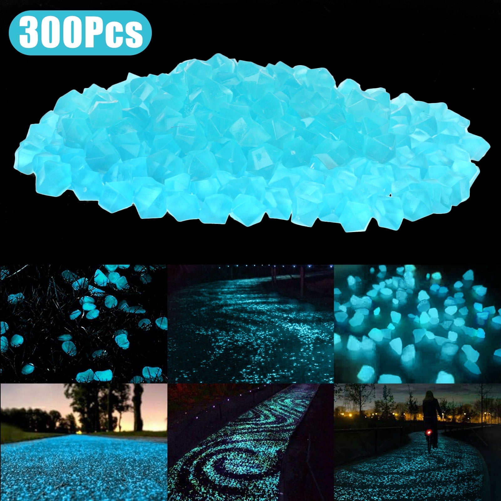 300pcs Glow in The Dark Stones Garden Pebbles Rocks, Glowing Fish Tank ...